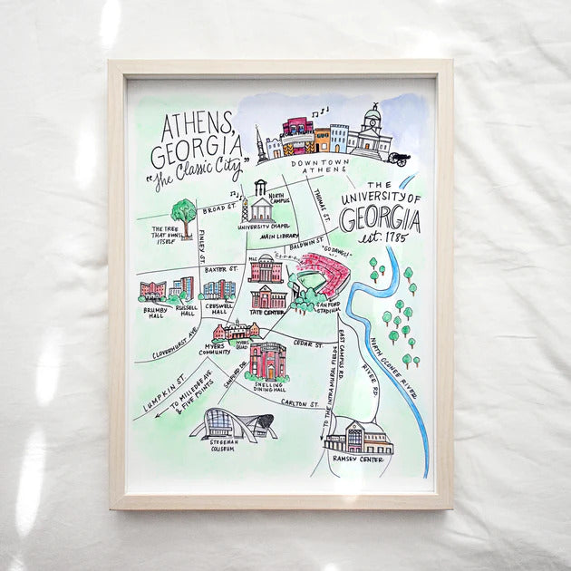Natty Michelle Paperie University of Georgia Pen & Ink Map – Only Georgia